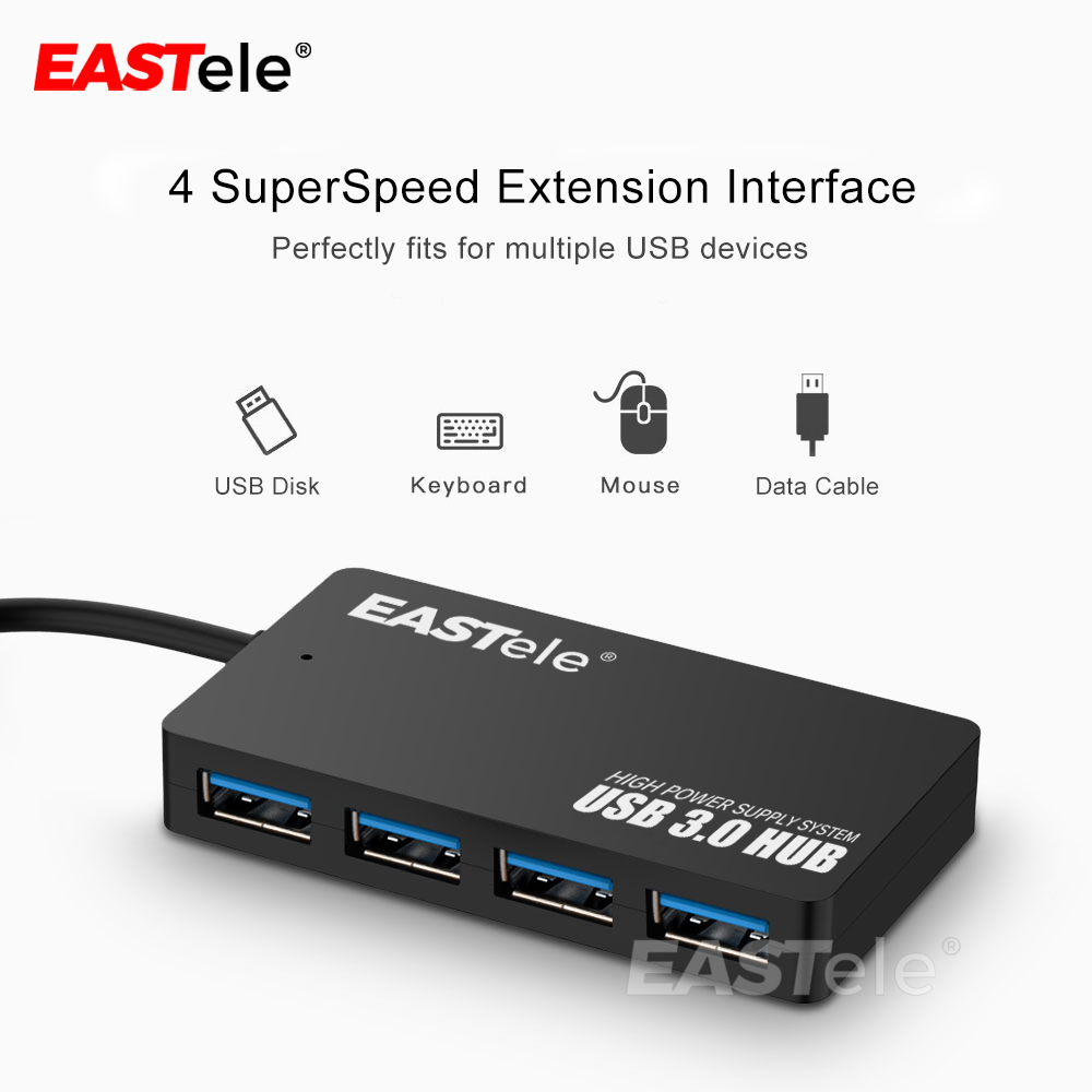 Multi USB 3.0 Hub 4 Port High Speed Slim Compact Expansion Smart ...