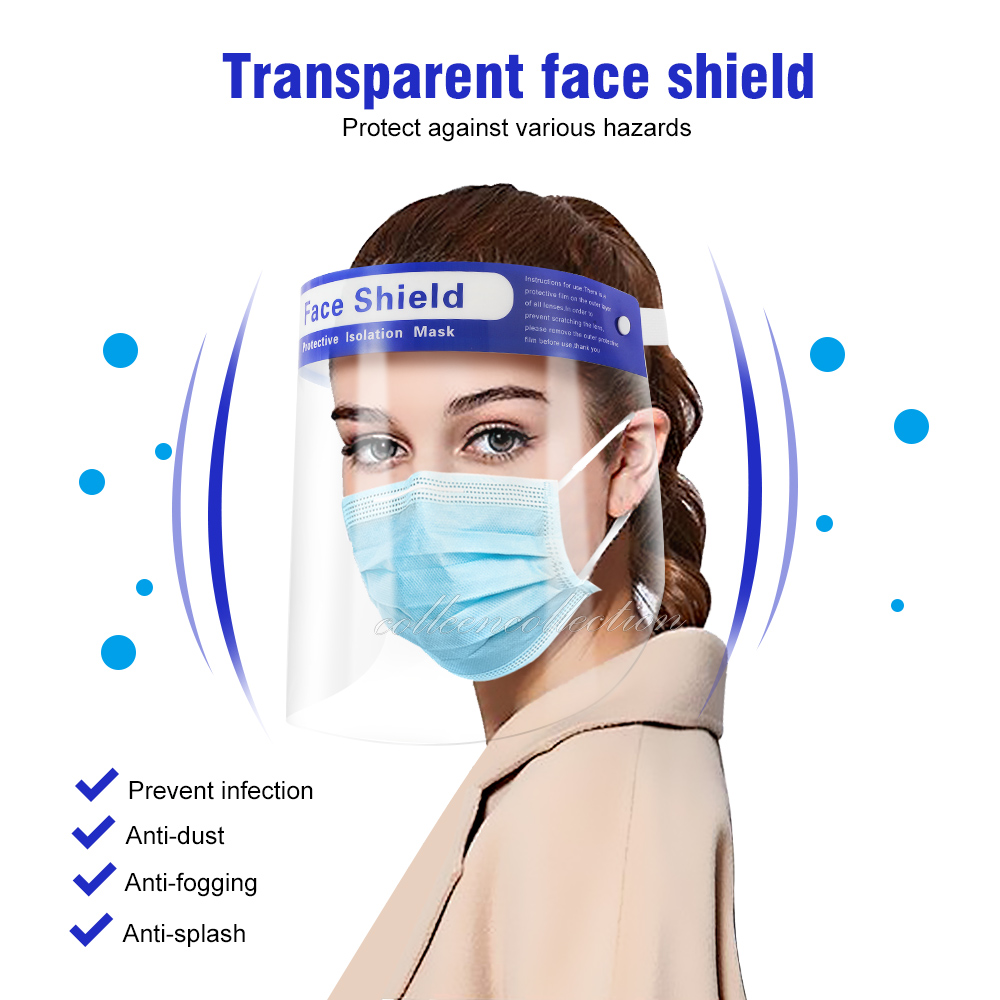 Full Clear Face Shield Mask Protective Film Shields Visor Safety Cover ...