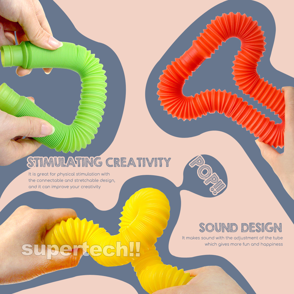 New 6-12Pcs Fidget Pop Tube Toys for Kids and Adults, Pipe Sensory ...